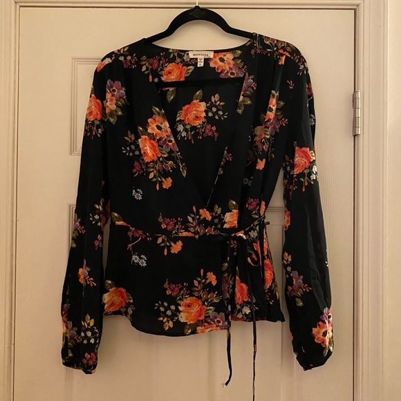 Tops | Floral Print Wrap Top | Poshmark